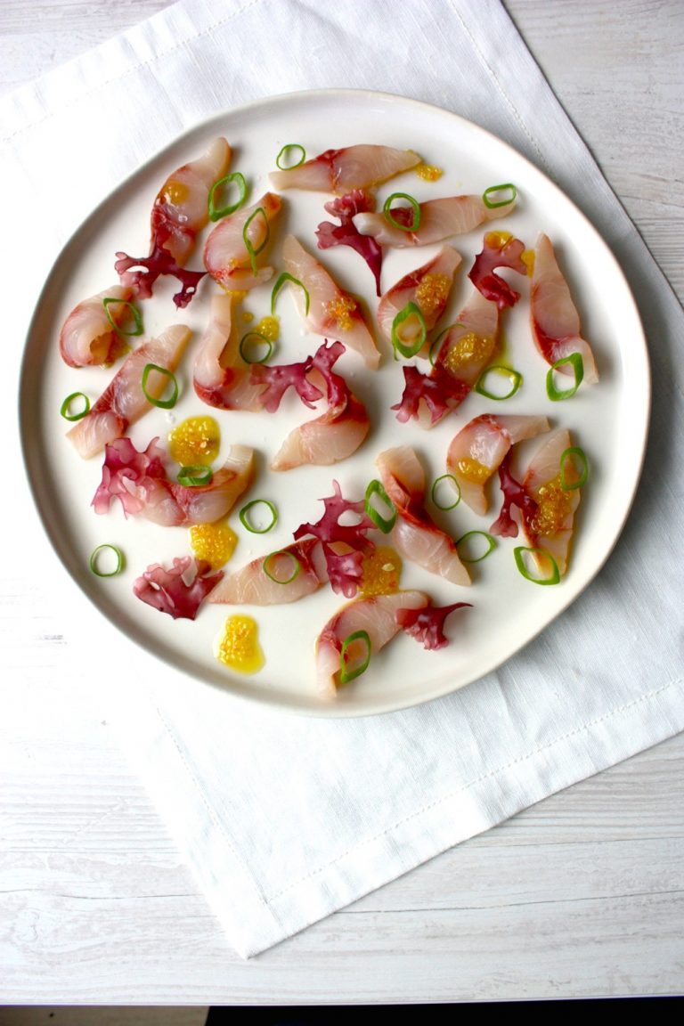 Kingfish Crudo with Finger Lime dressing | Lynton Tapp
